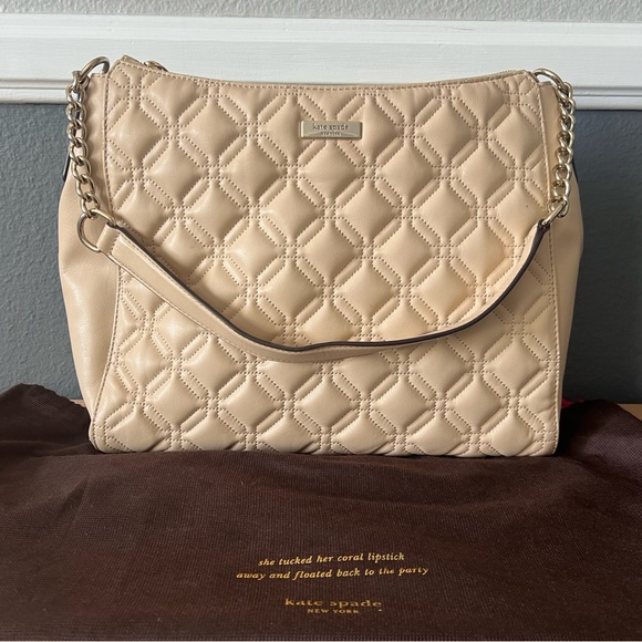 kate spade | Bags | Kate Spade Astor Court Aurelia Beige Quilted Purse ...